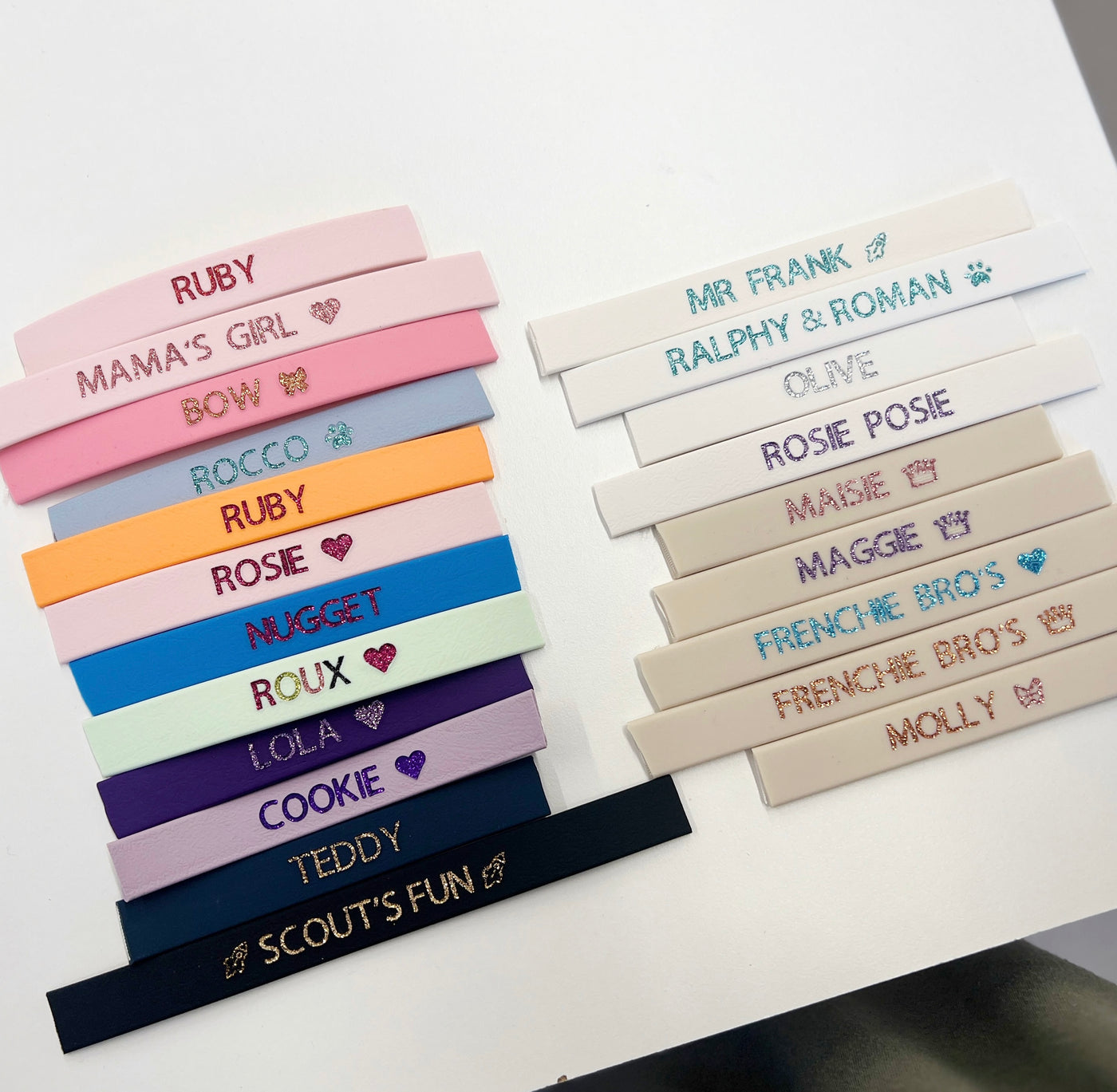 Embossed Biothane GLITTER painted - name tag – My.Pawchella